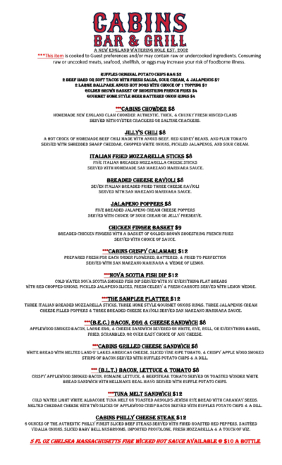 Food & Drink - Cabins Bar and Grill