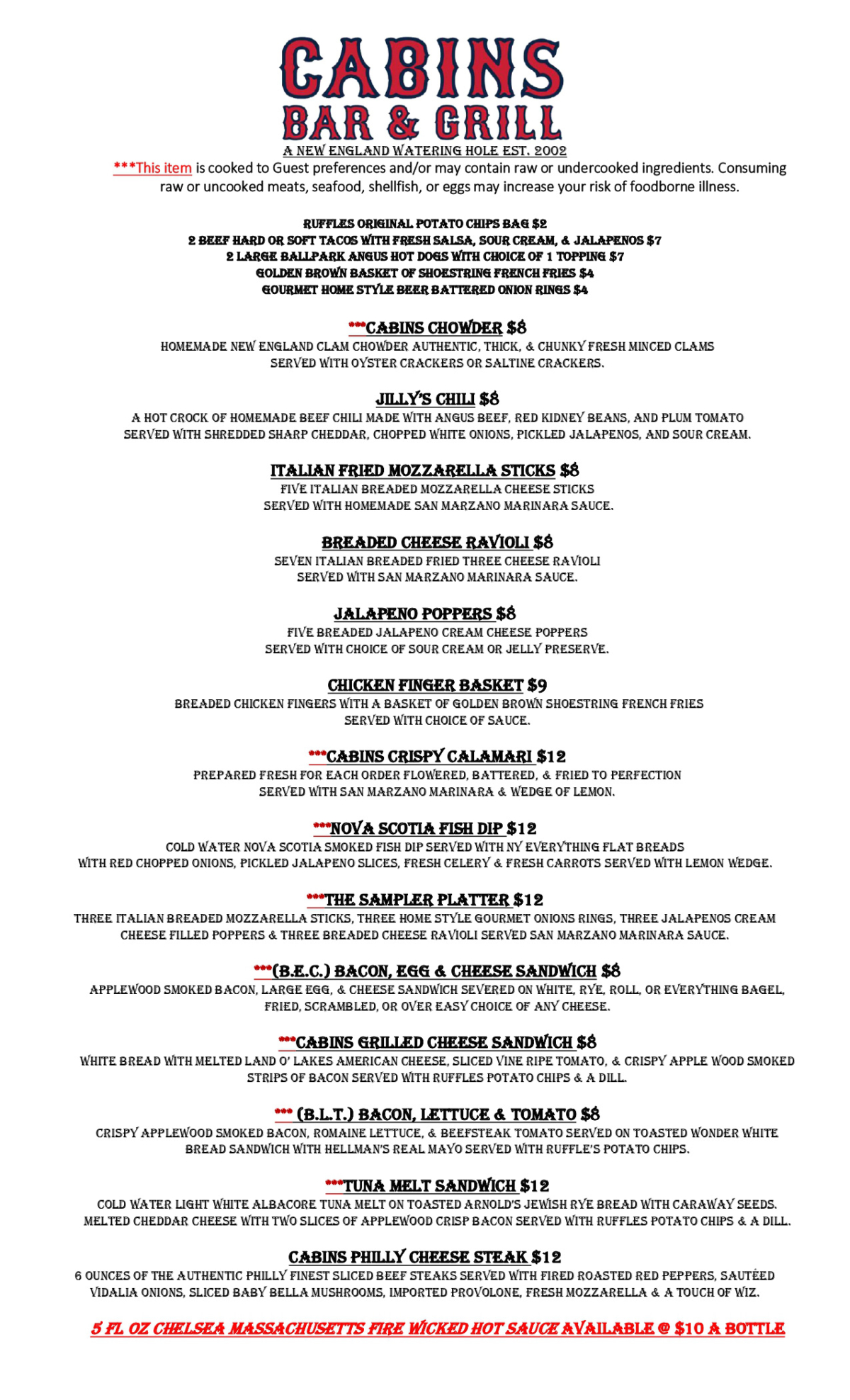 Food & Drink - Cabins Bar and Grill